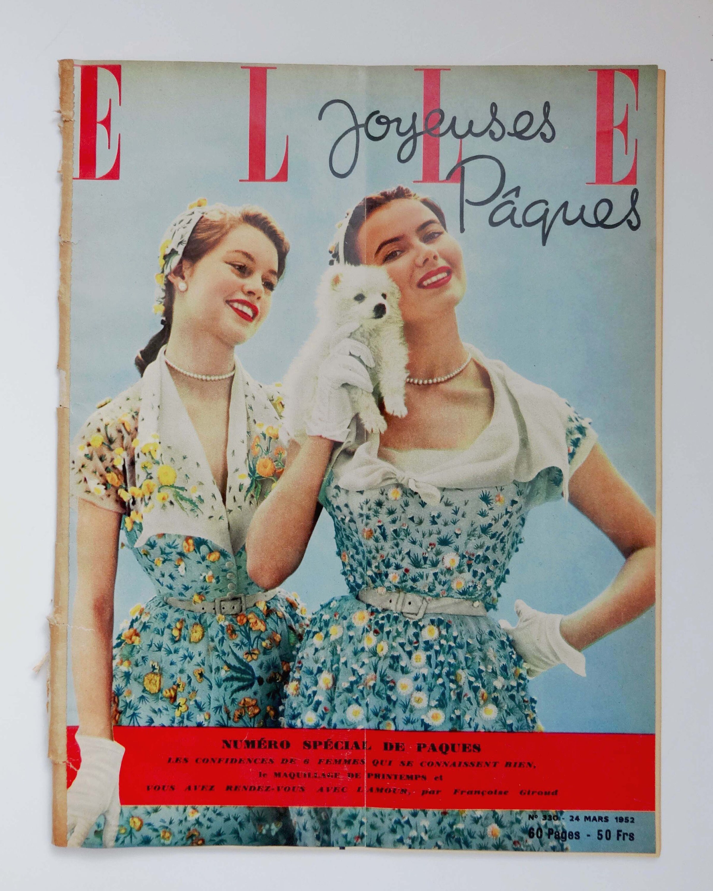 Vintage French Magazine ELLE, Collage Paper, Scrapbooking, Antique ...