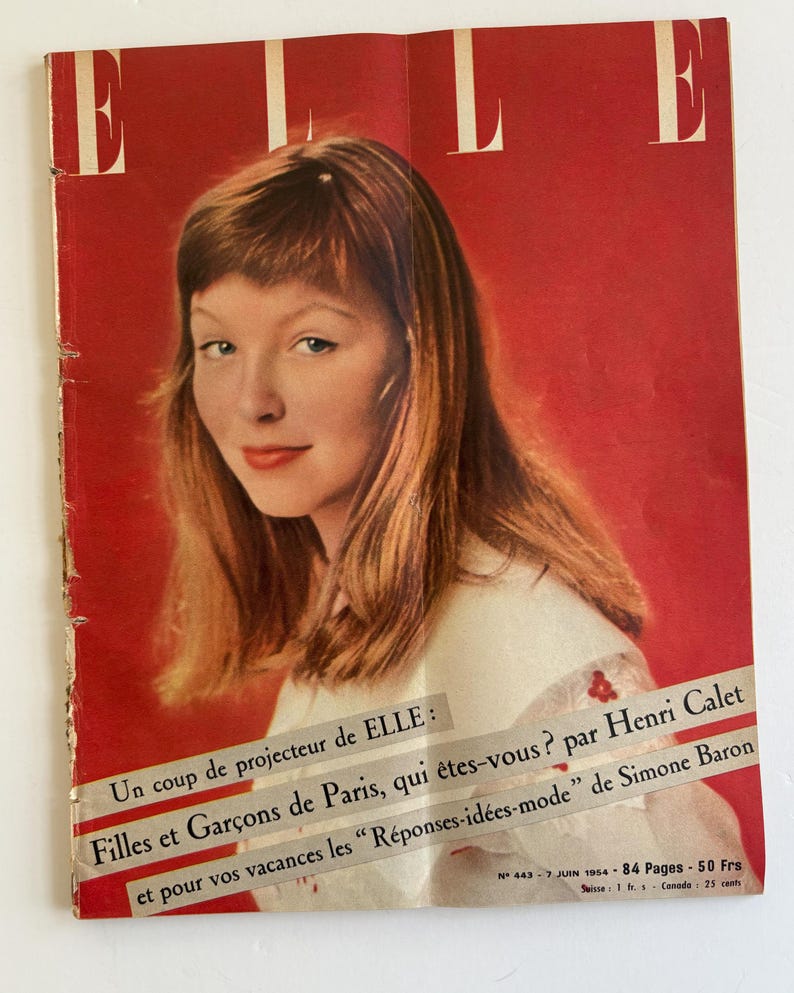 Vintage French Magazine ELLE, Collage Paper, Scrapbooking, Antique ...