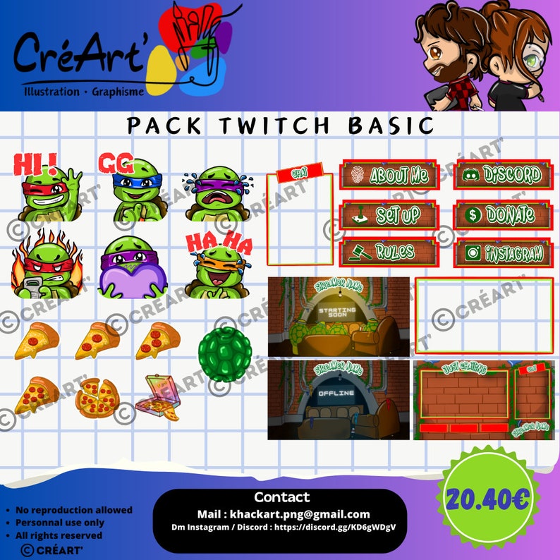 Twitch BASIC "turtle" Pack - Etsy