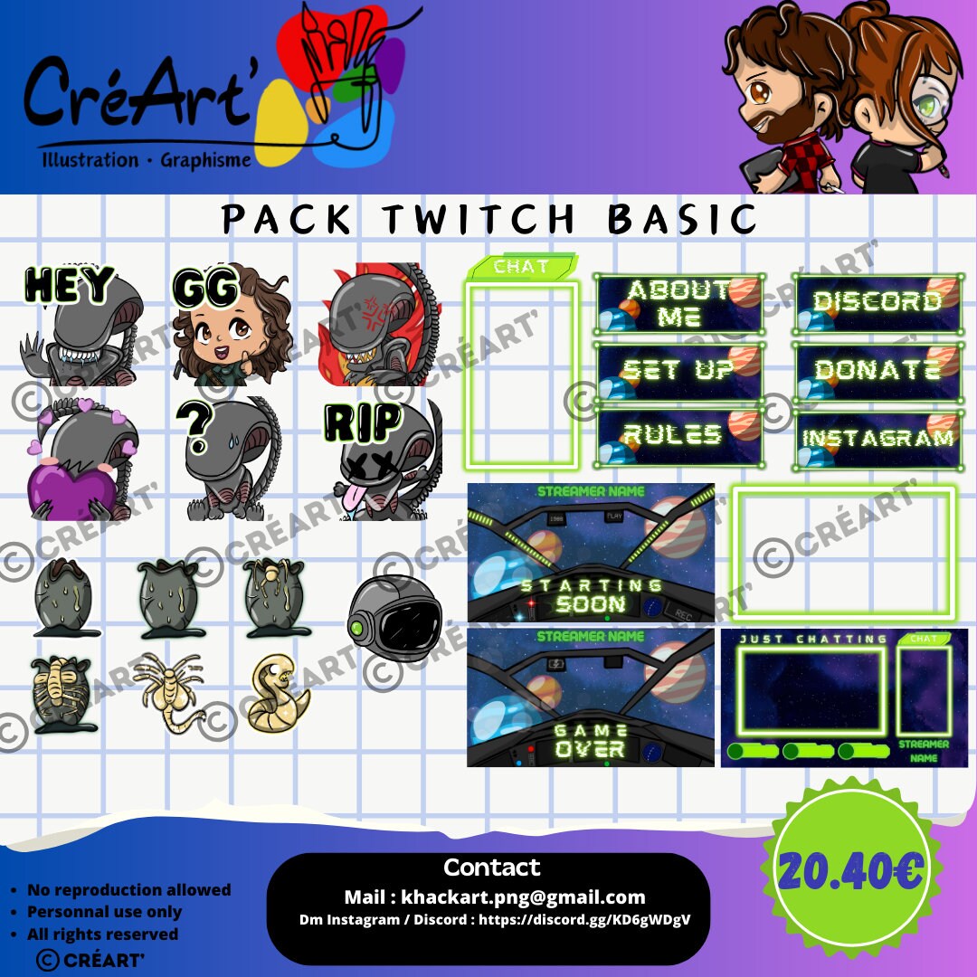 BASIC Twitch Pack alien - Etsy