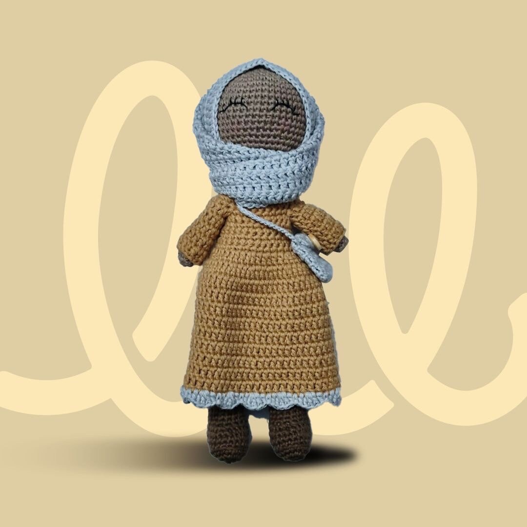 Crocheted Hijab Doll: Mustard Dress, Removable Outfit - Etsy