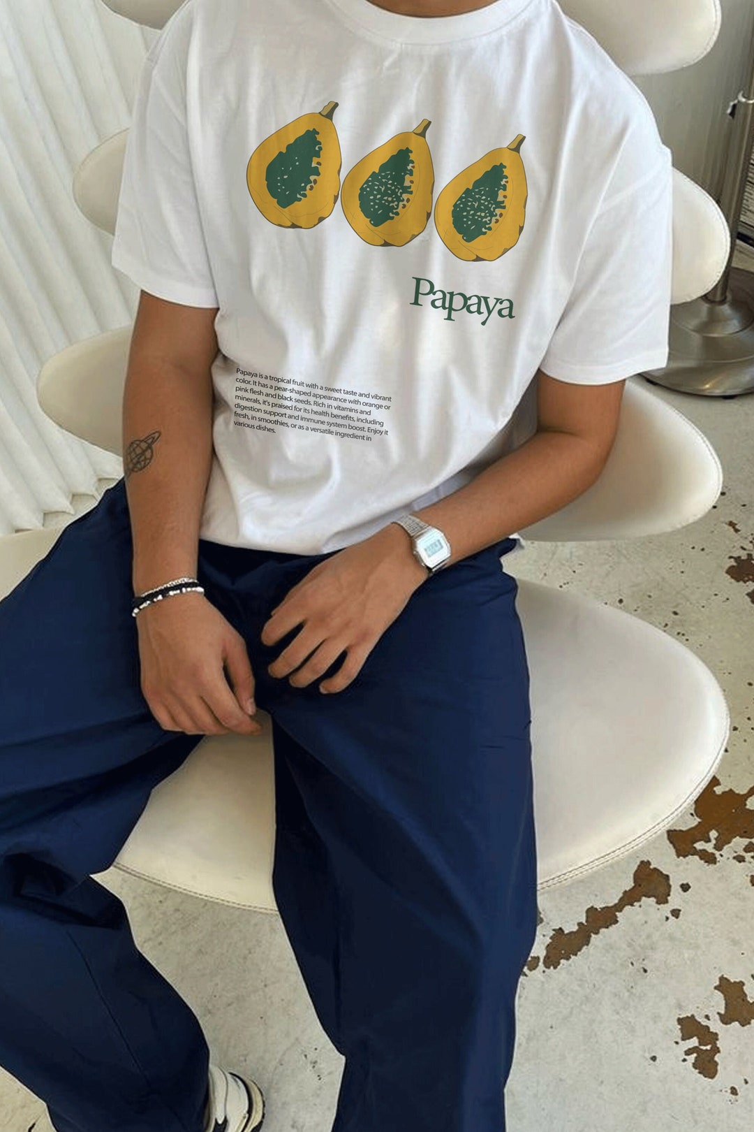 Retro-style Vintage Unisex T-shirt Papaya Graphic Tee, Unisex ...