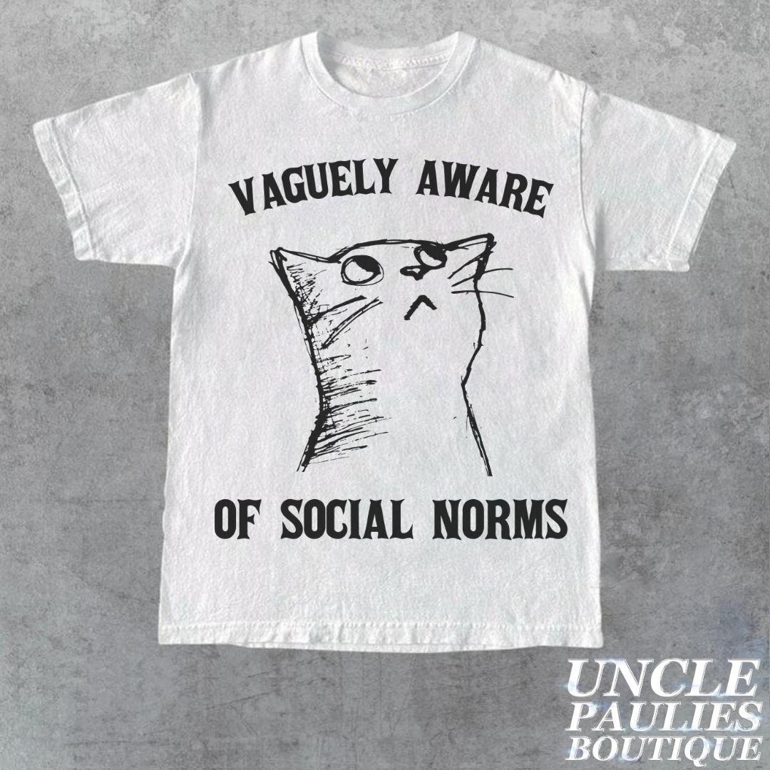 Vaguely Aware of Social Norms Cat Meme T-shirt Funny Christmas Gift for ...