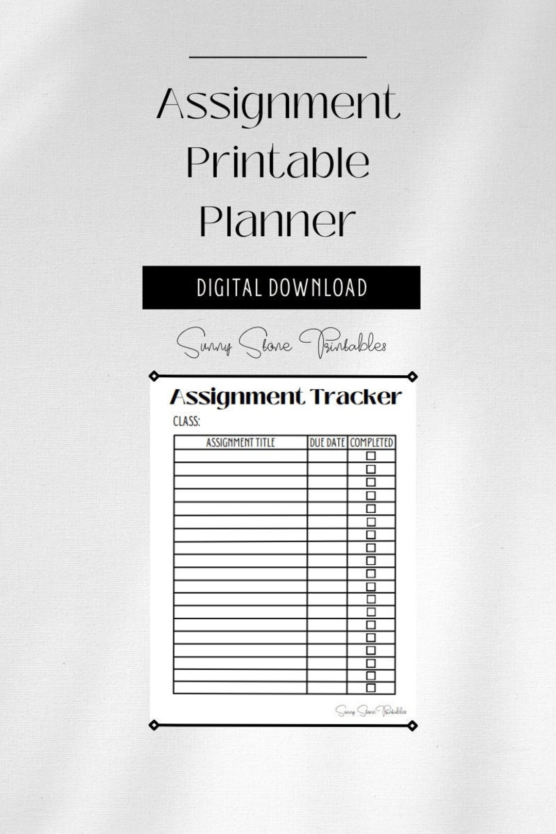 Printable School Assignment Tracker, Digital Tracker for Assignments ...