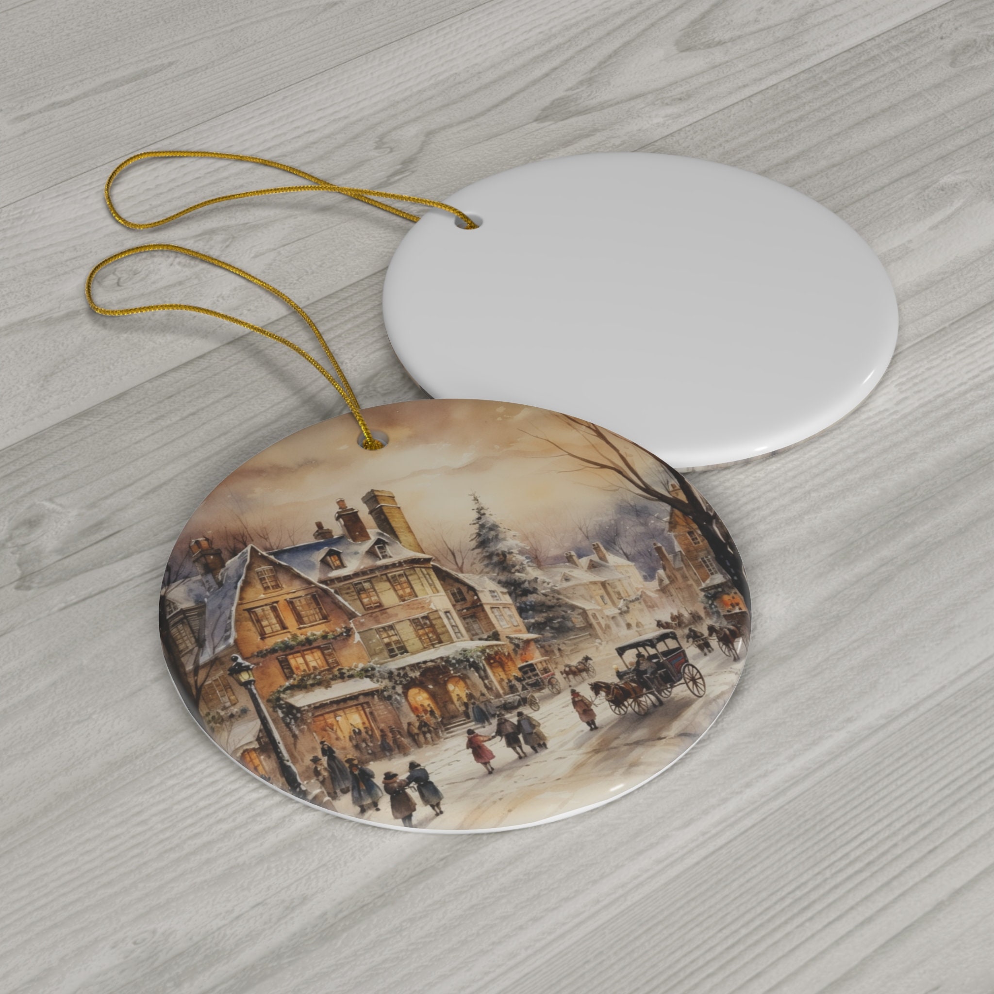Victorian Era Design Ceramic Round Ornament, Old Victorian Home Ceramic ...