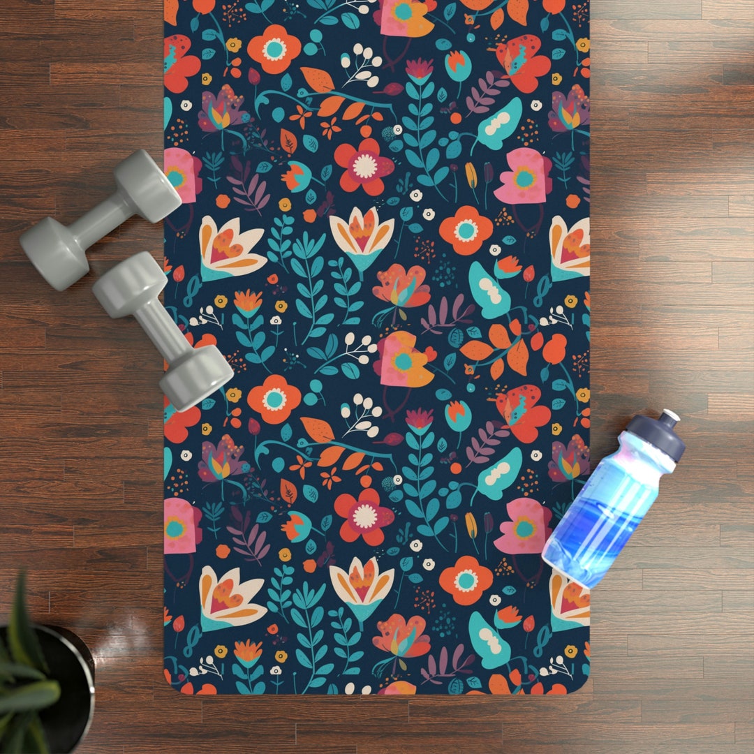 Floral Pattern Rubber Yoga Mat Flower Design Rubber Yoga Mat - Etsy