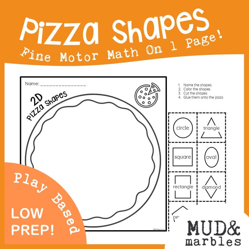 2D Shape Pizza Activity | Preschool Math Shapes | Fine Motor Cut and ...