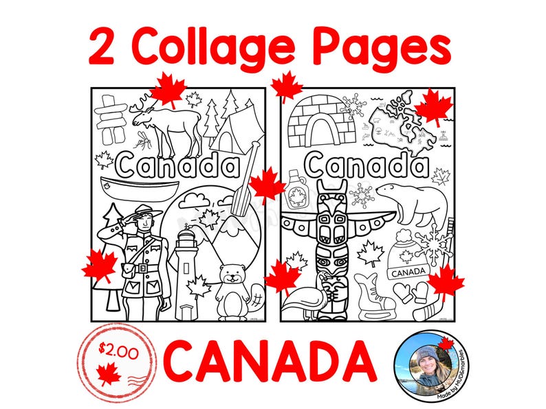 Canada Collage Colouring Pages - Etsy