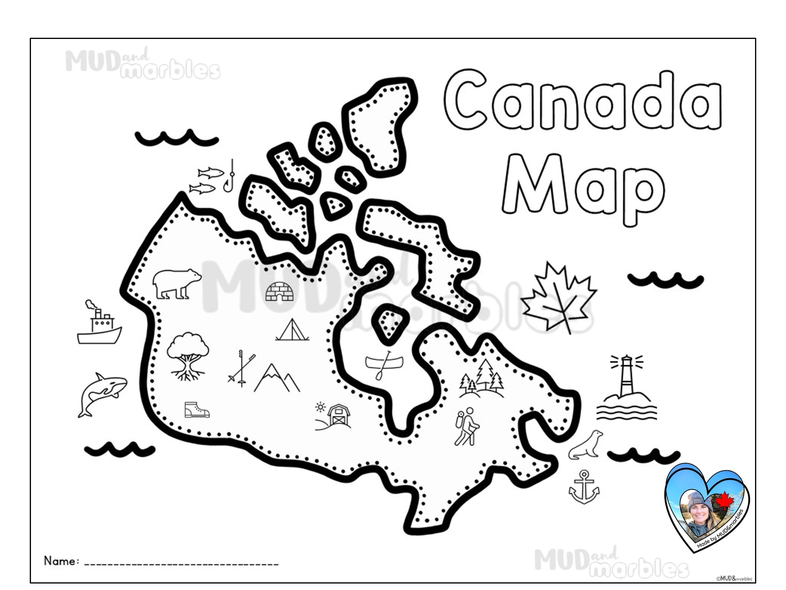 Canada Map Colouring Page - Etsy