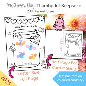 Mother's Day Lovebug Thumbprint Keepsake Printable Craft 2025 - Etsy