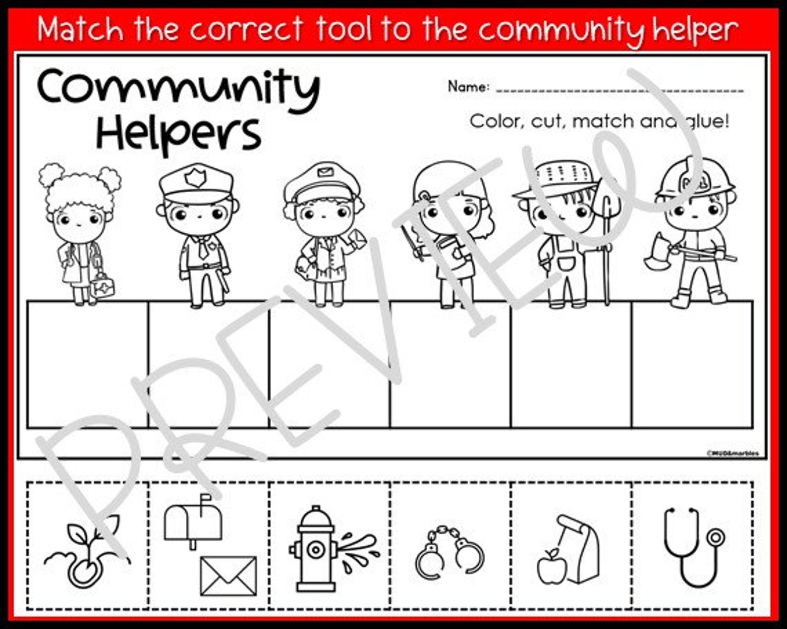 Community Helper Cut & Paste Matching Activity - Etsy