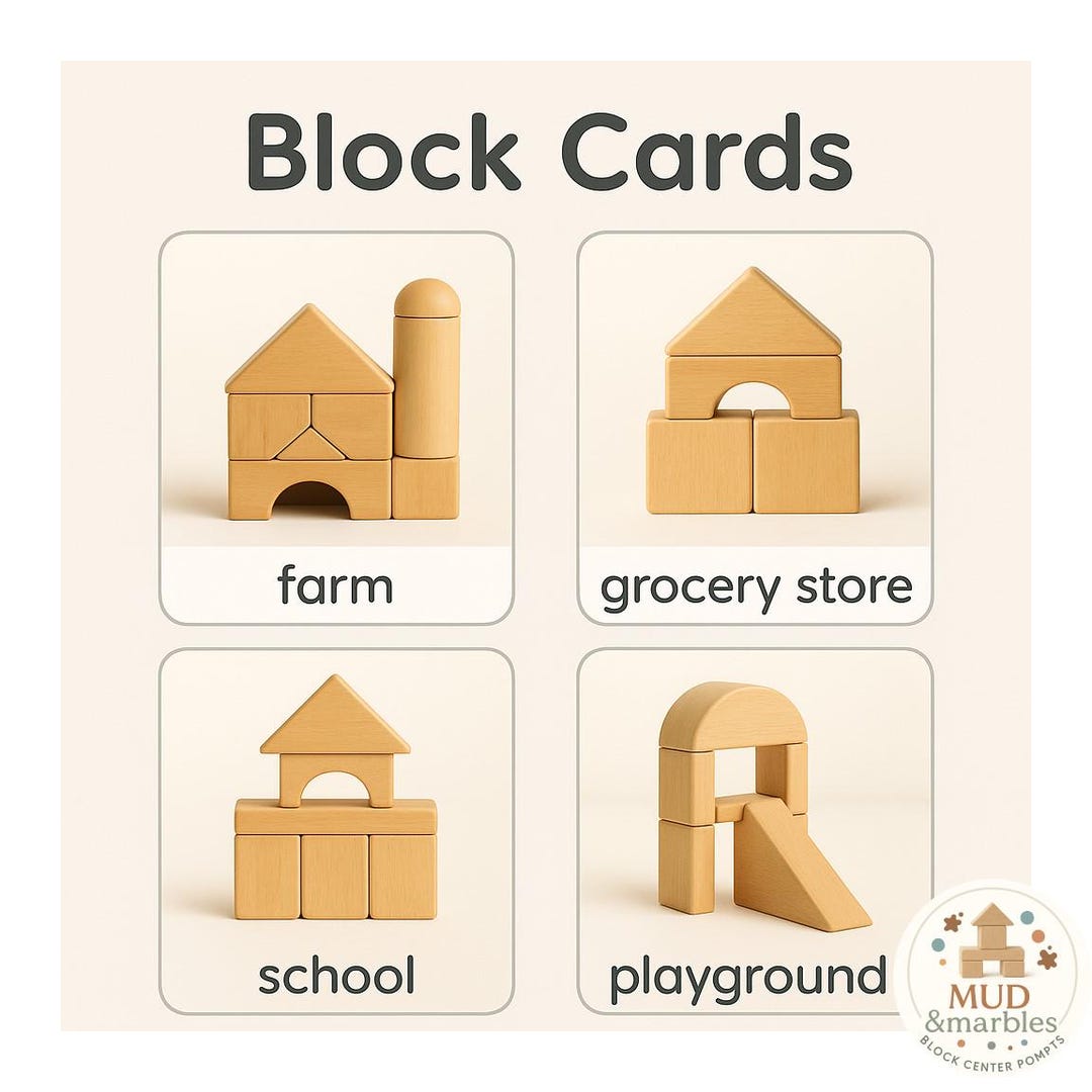 Community Building Block Center Prompt Cards |kindergarten STEM ...