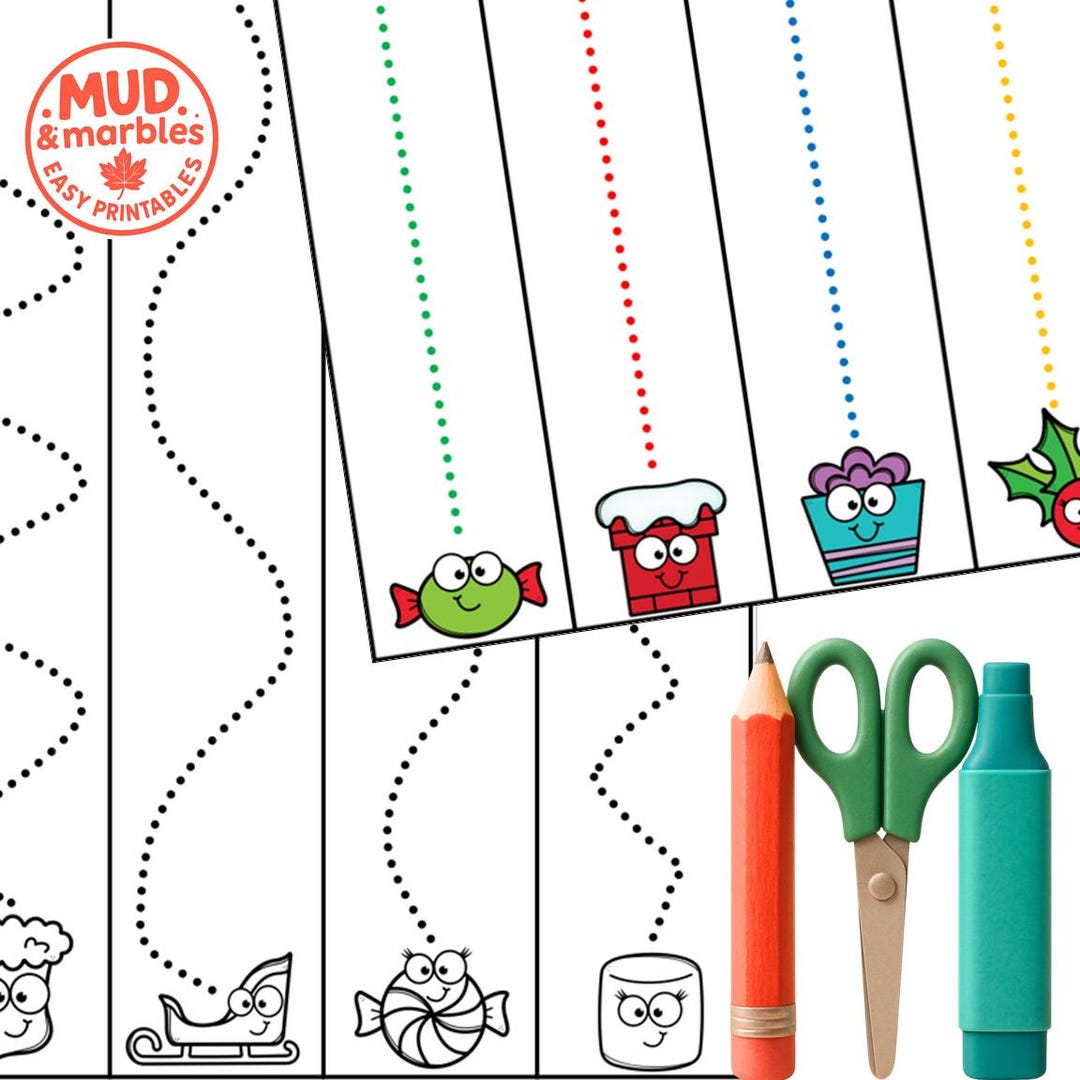 Christmas Scissor Skills Worksheets | Preschool & Kindergarten Cutting ...