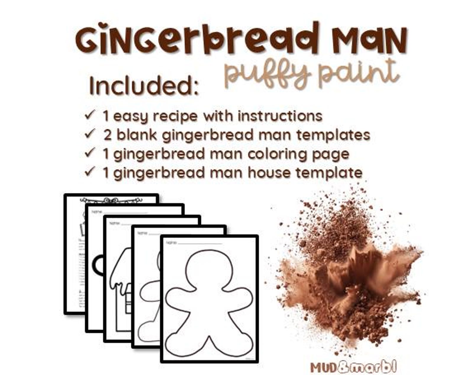 Gingerbread Man Puffy Paint Craft | Sensory Christmas Art Activity ...