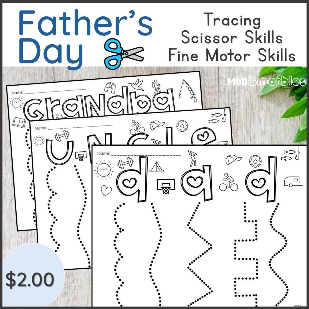 Father's Day Scissor Skills Easy Fine Motor Activity - Etsy