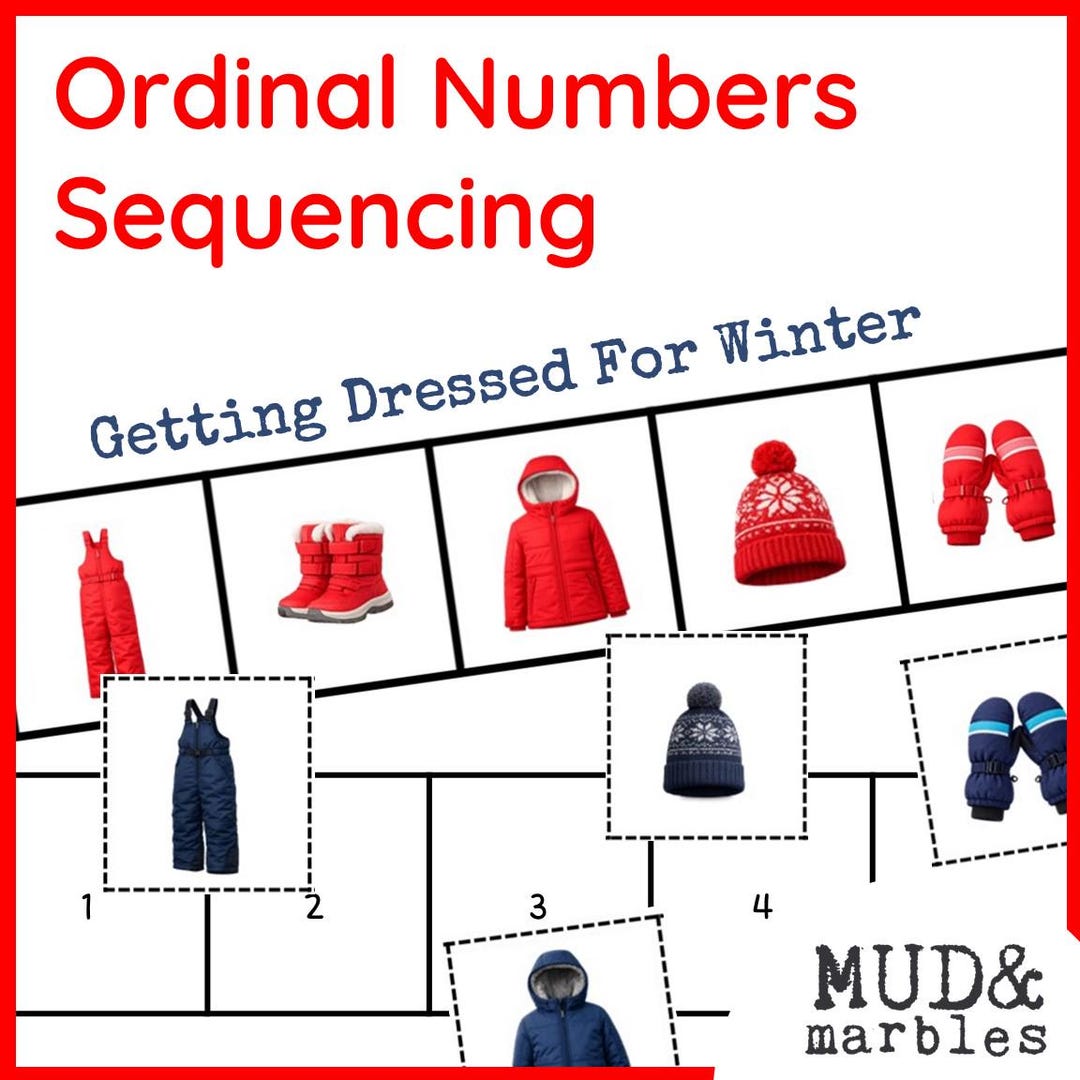 Ordinal Numbers Math Center | Winter Sequencing Activity 1–5 ...