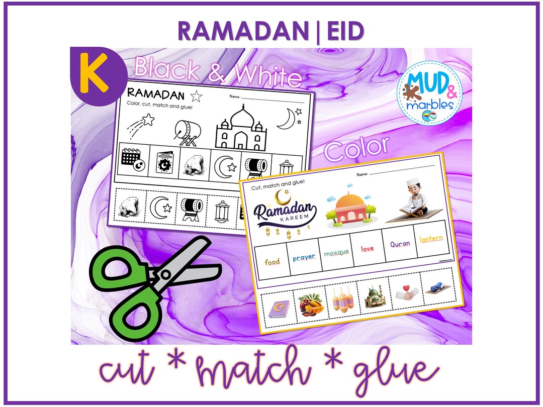 Ramadan Eid Cut Match and Glue Activity - Etsy