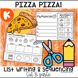 Pizza List Writing and Sequencing Scissor Skills - Etsy