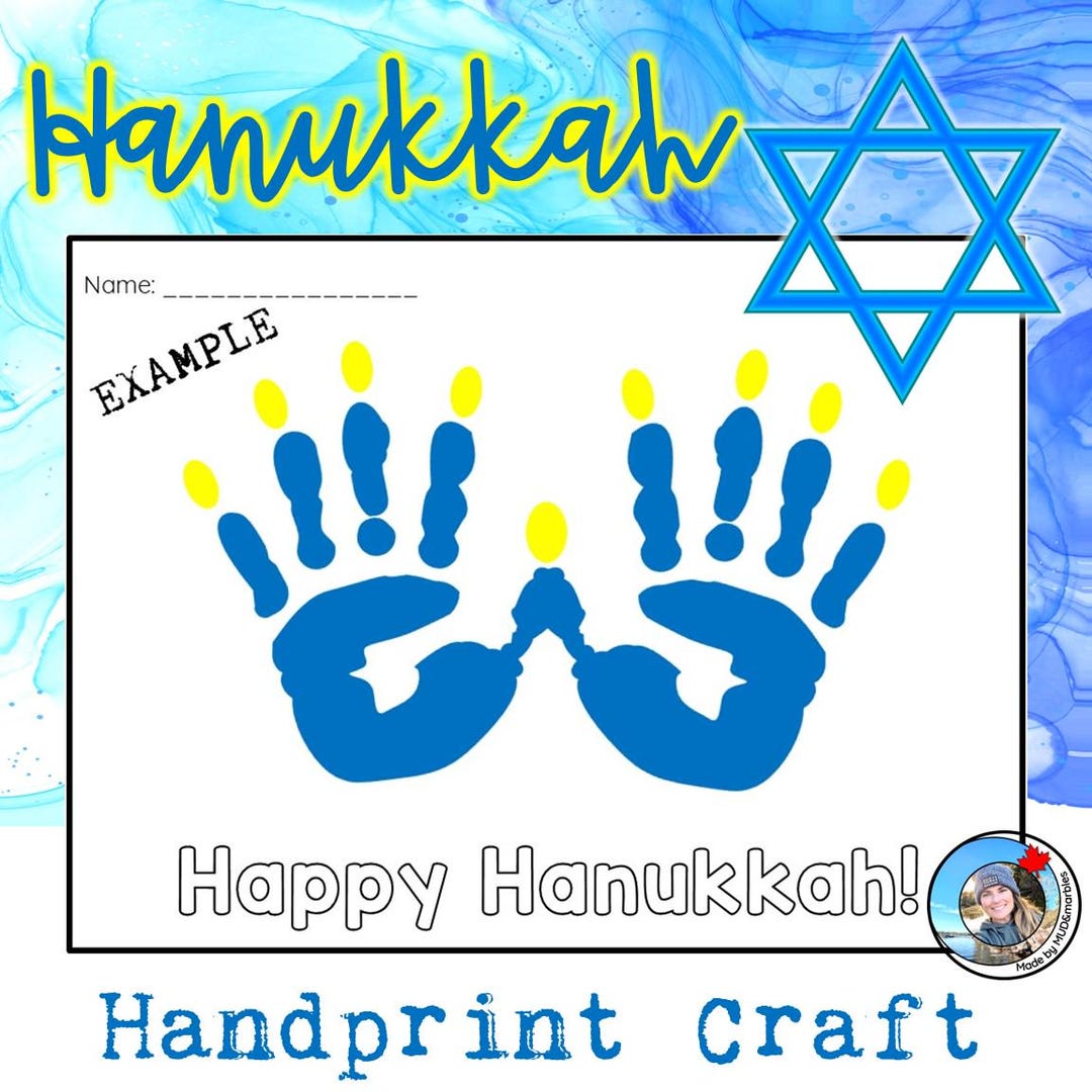 Hanukkah Handprint Craft for Preschool & Kindergarten | Menorah Art ...