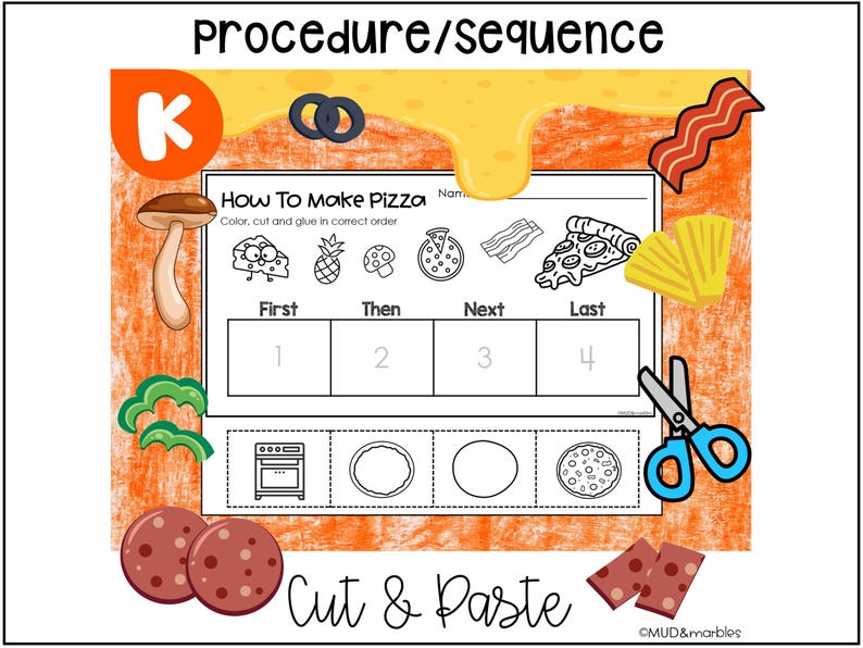 Pizza List Writing and Sequencing Scissor Skills - Etsy