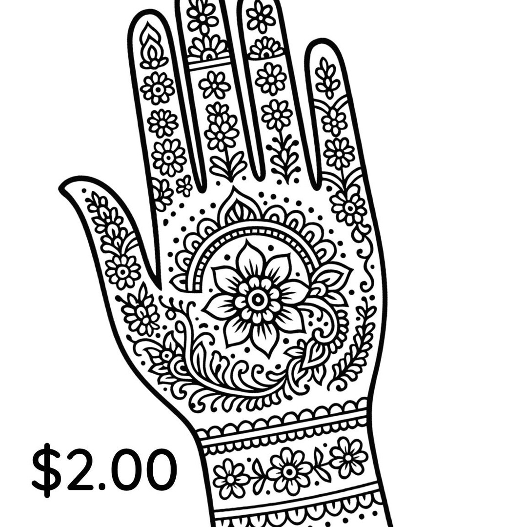 Mehndi Hand Art Coloring Pages | Diwali, Eid, Sikh Festival (PDF) - Etsy
