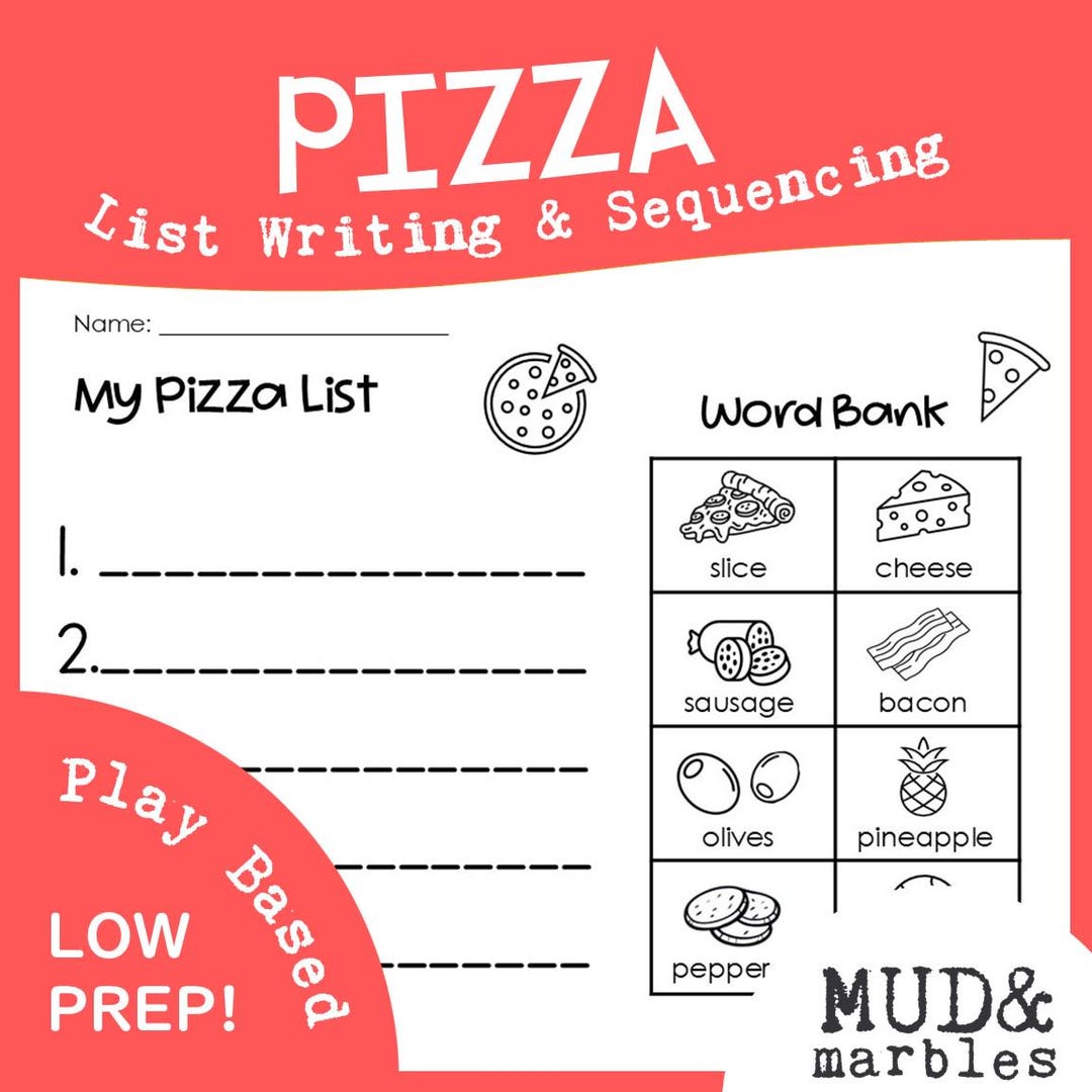 Pizza List Writing, Sequencing Activity | Fine Motor Pre-writing ...