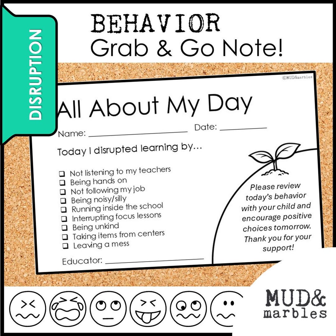 Behavior Note for Preschool | Kindergarten - Etsy