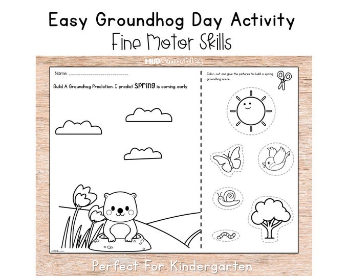 Groundhog Printable Craft| Scissor Skills Activity| Build A Groundhog ...