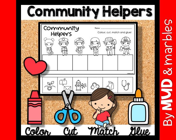 Community Helper Cut & Paste Matching Activity - Etsy