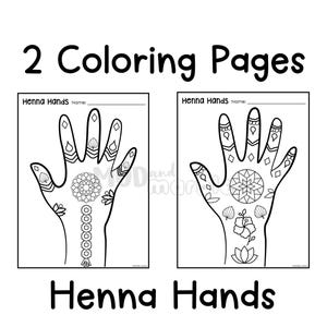 Henna Hands Coloring Pages - Etsy