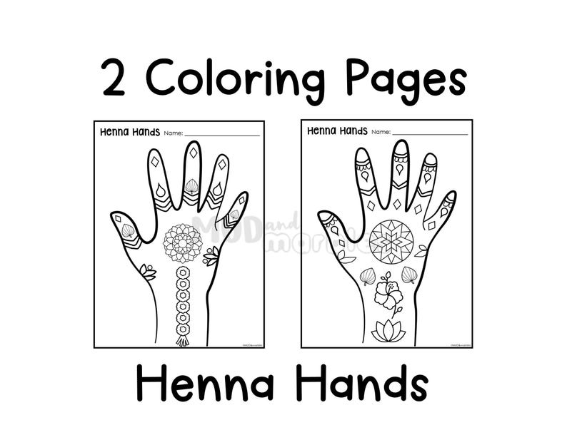 Henna Hands Coloring Pages - Etsy