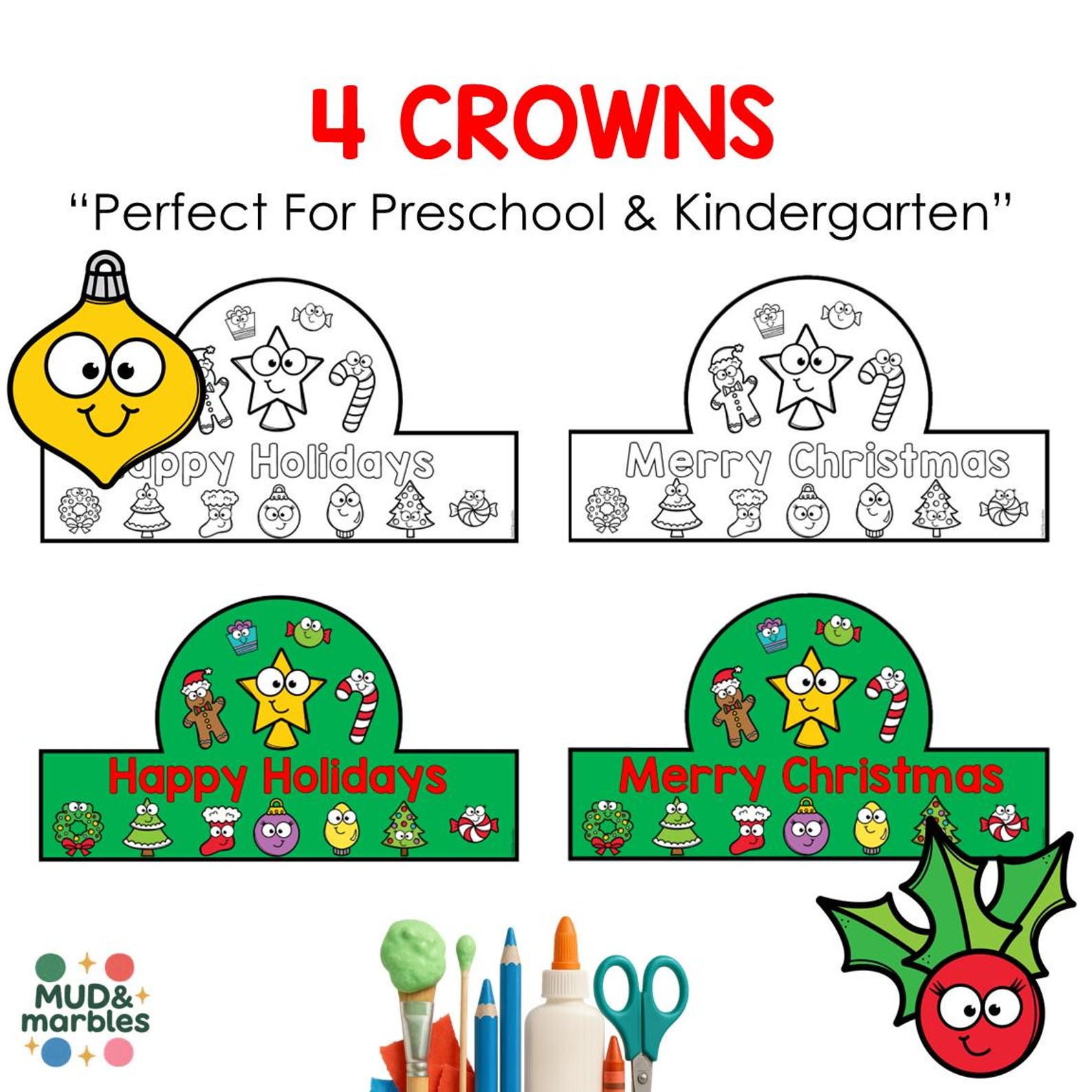 Christmas Crown Craft | Printable Holiday Headband Activity (digital ...