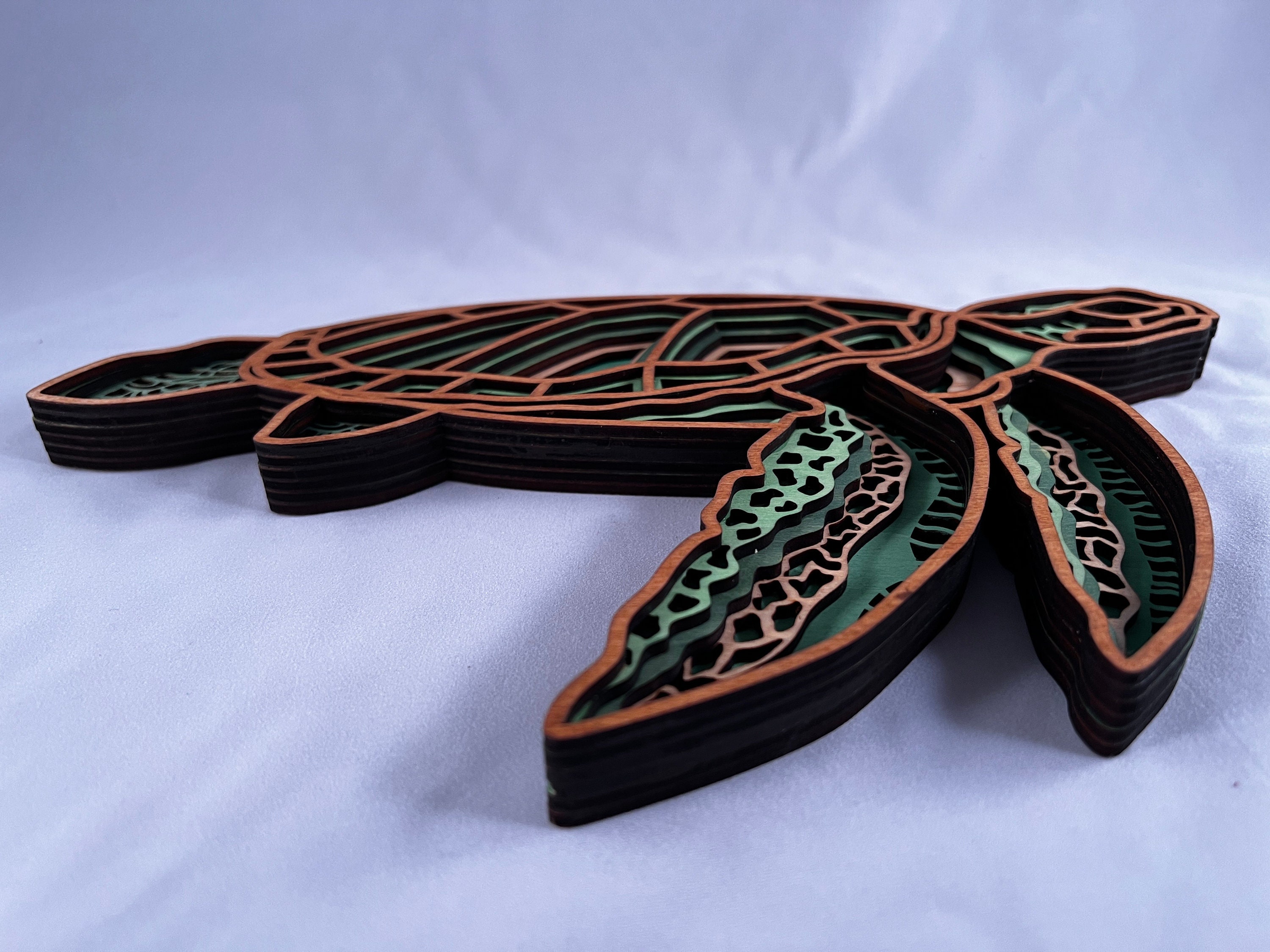 Sea Turtle Wooden Laser Cut 3D Layered Turtle, Mandala, Home Decor ...