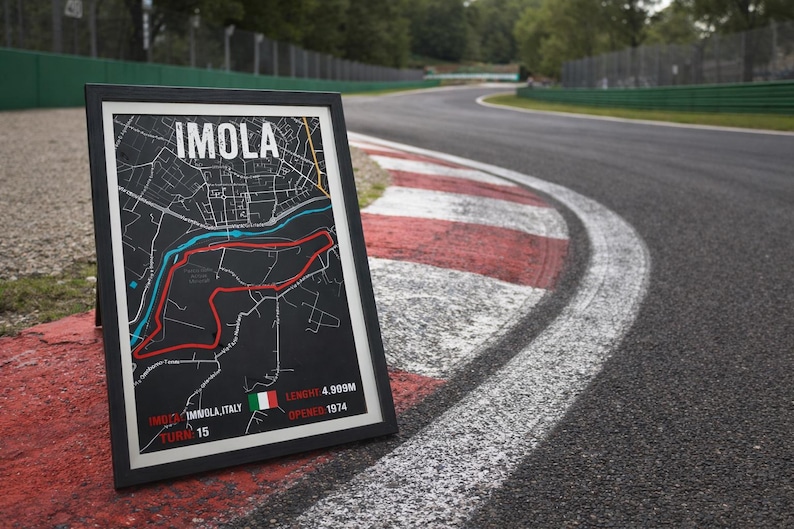 3D POSTER Track F1 Circuit of IMOLA Art Motors Sport Handmade 20x30 ...