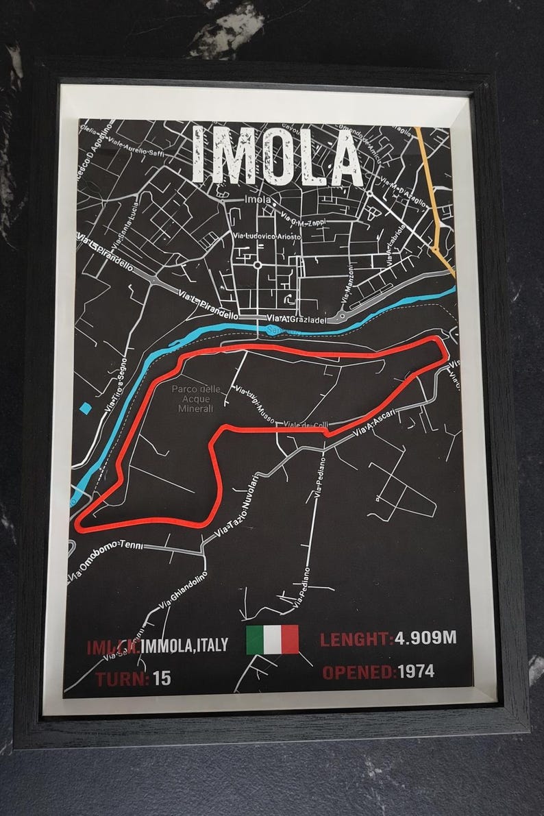 3D POSTER Track F1 Circuit of IMOLA Art Motors Sport Handmade 20x30 ...