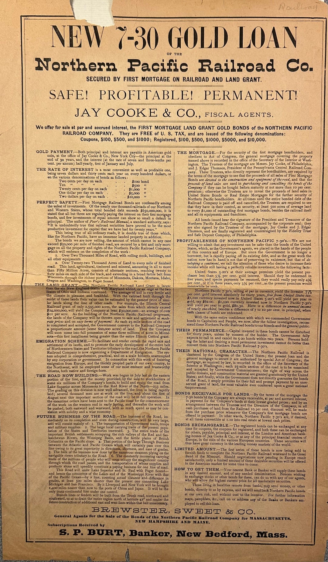 Authentic Gold Loan of the Northern Pacific Railroad - Etsy