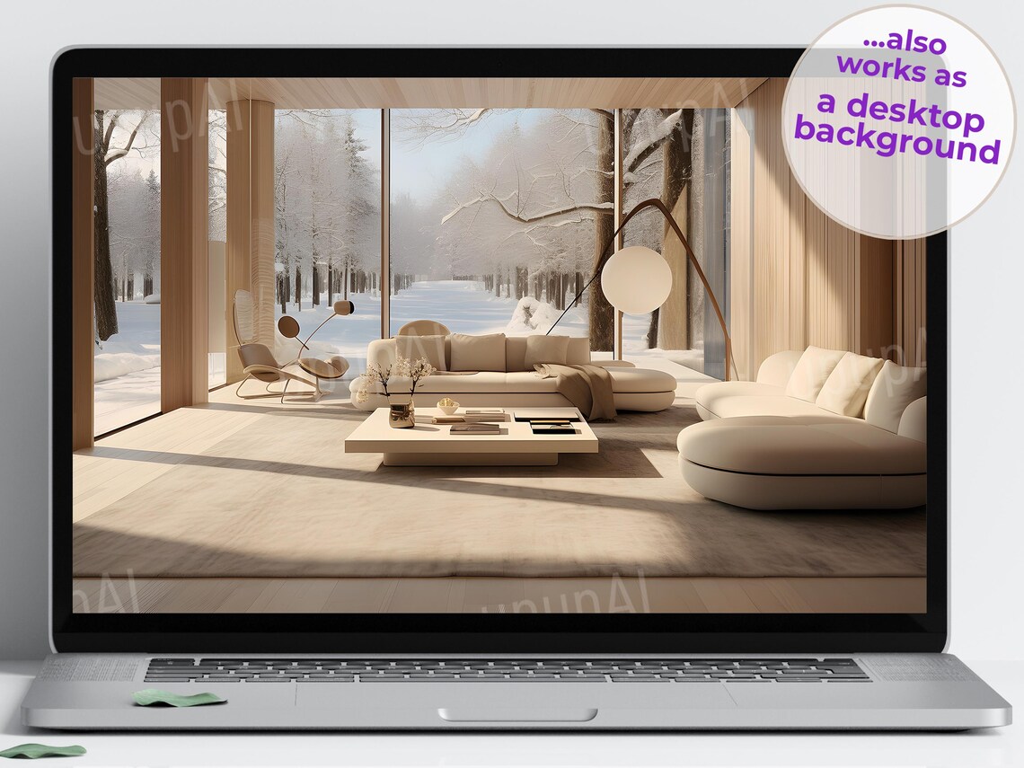Winter Serenity Zoom Background With Cozy Interior & Winter Landscape ...
