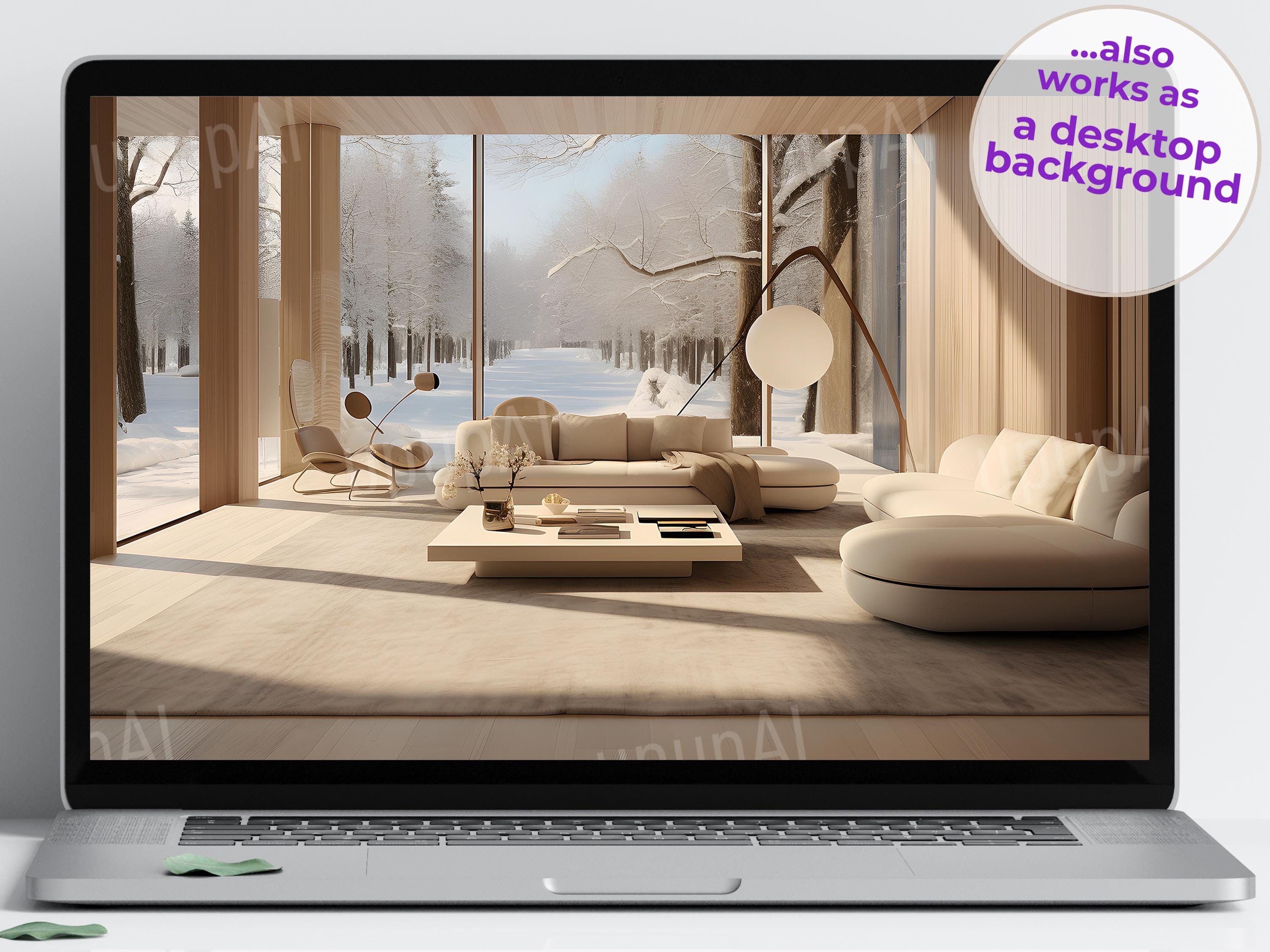 Winter Serenity Zoom Background With Cozy Interior & Winter Landscape ...