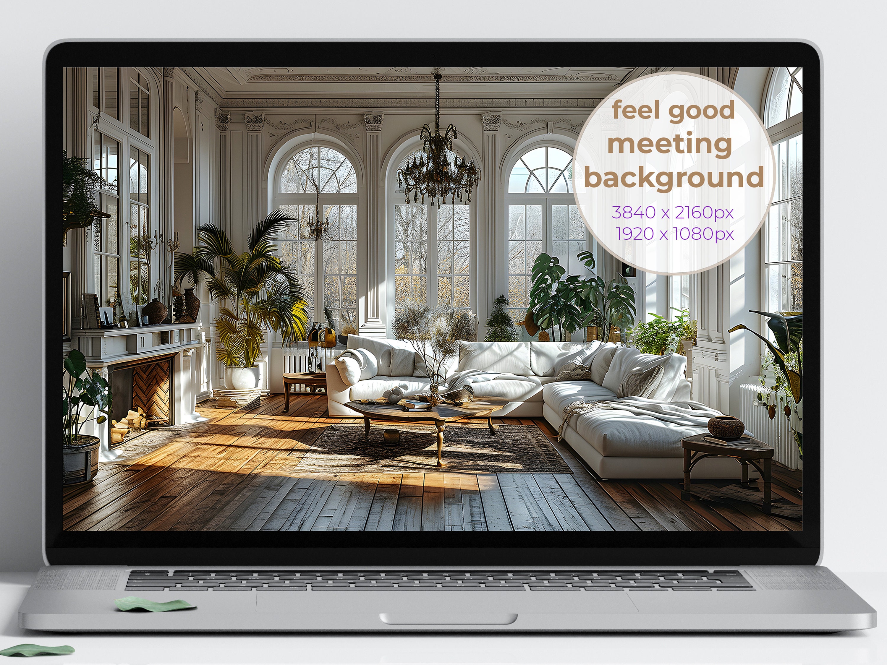 Zoom Background, Cozy White Sofa Zoom Background, Wooden Coffee Table ...