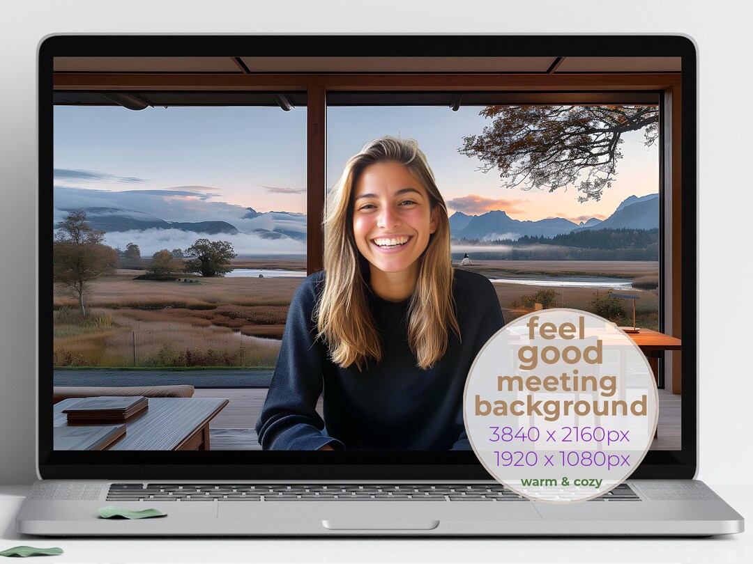 Serene Office Zoom Background | Autumn River & Mountain View From Desk ...