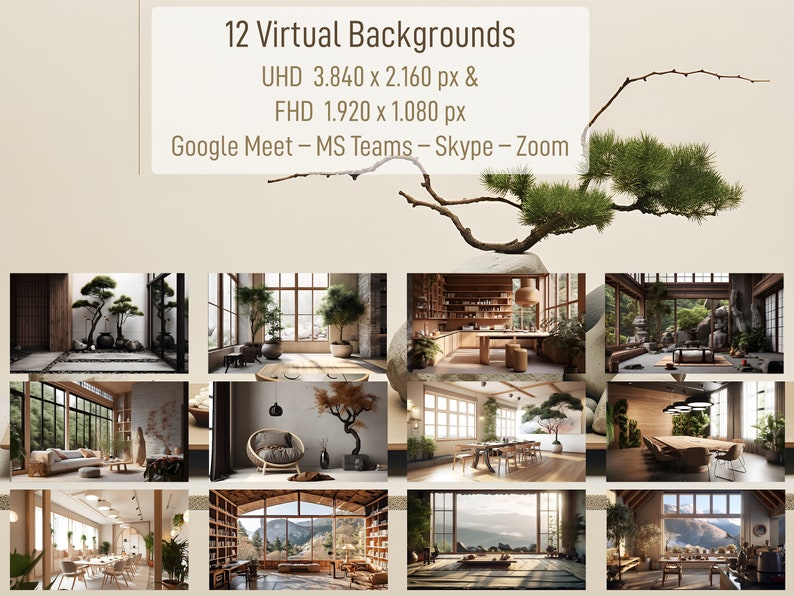 12 Backgrounds for MS Teams, Zoom, Google Meet, and Skype: Japanese and ...