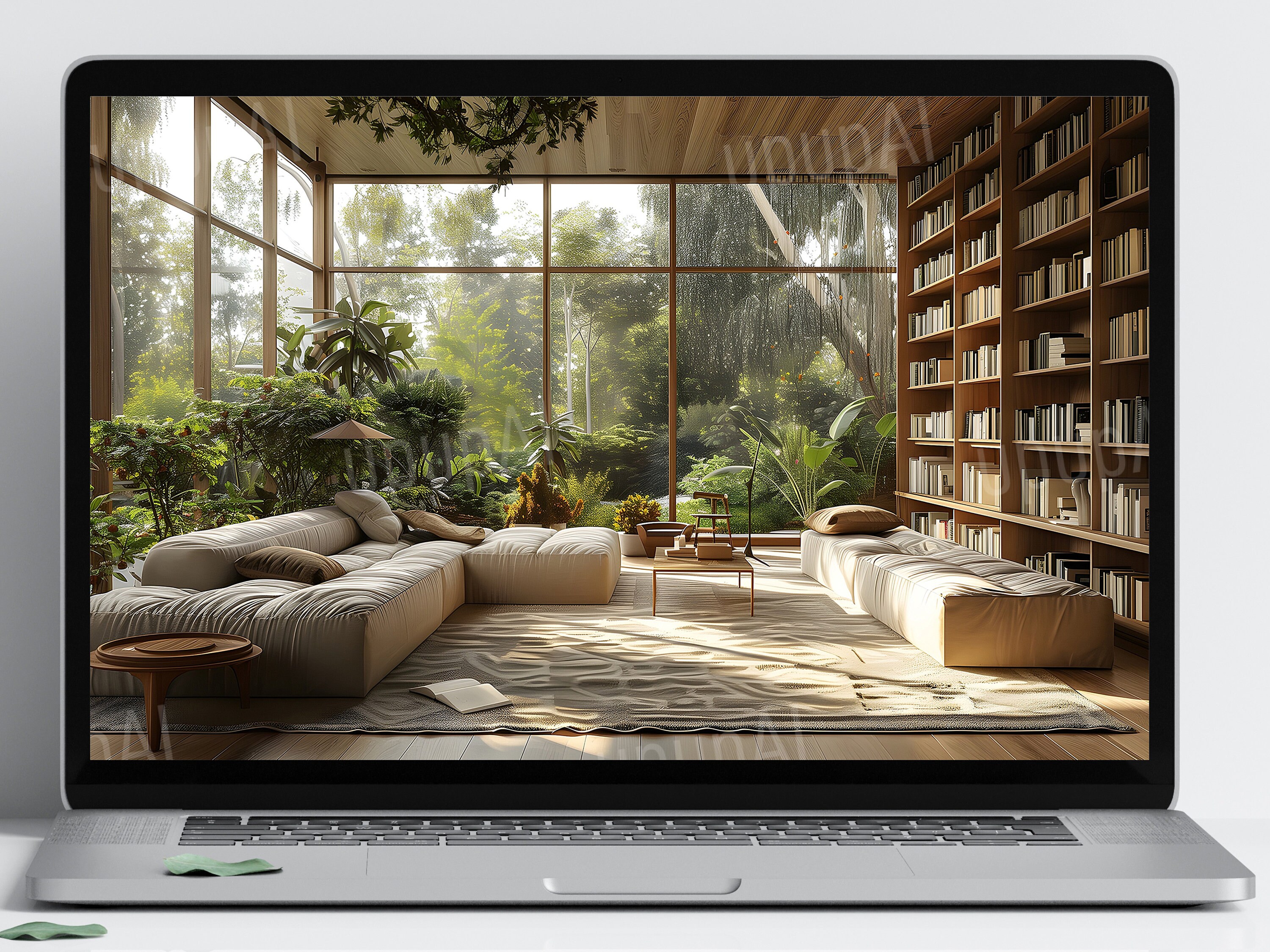 Sunny Home Library Virtual Background - Elegant Workspace for Online ...