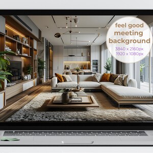 Inviting Open Living Room & Nordic Style Decor Virtual Background, Zoom ...