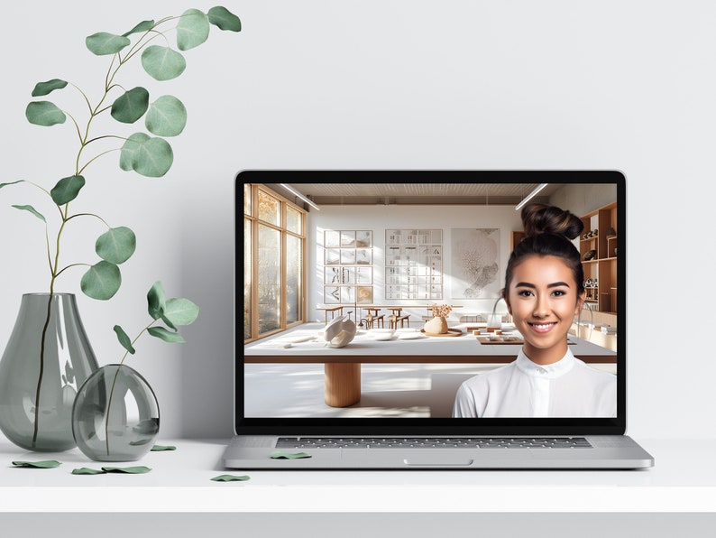 Zoom Background, Work Table Zoom Background, Minimalist Architectural ...