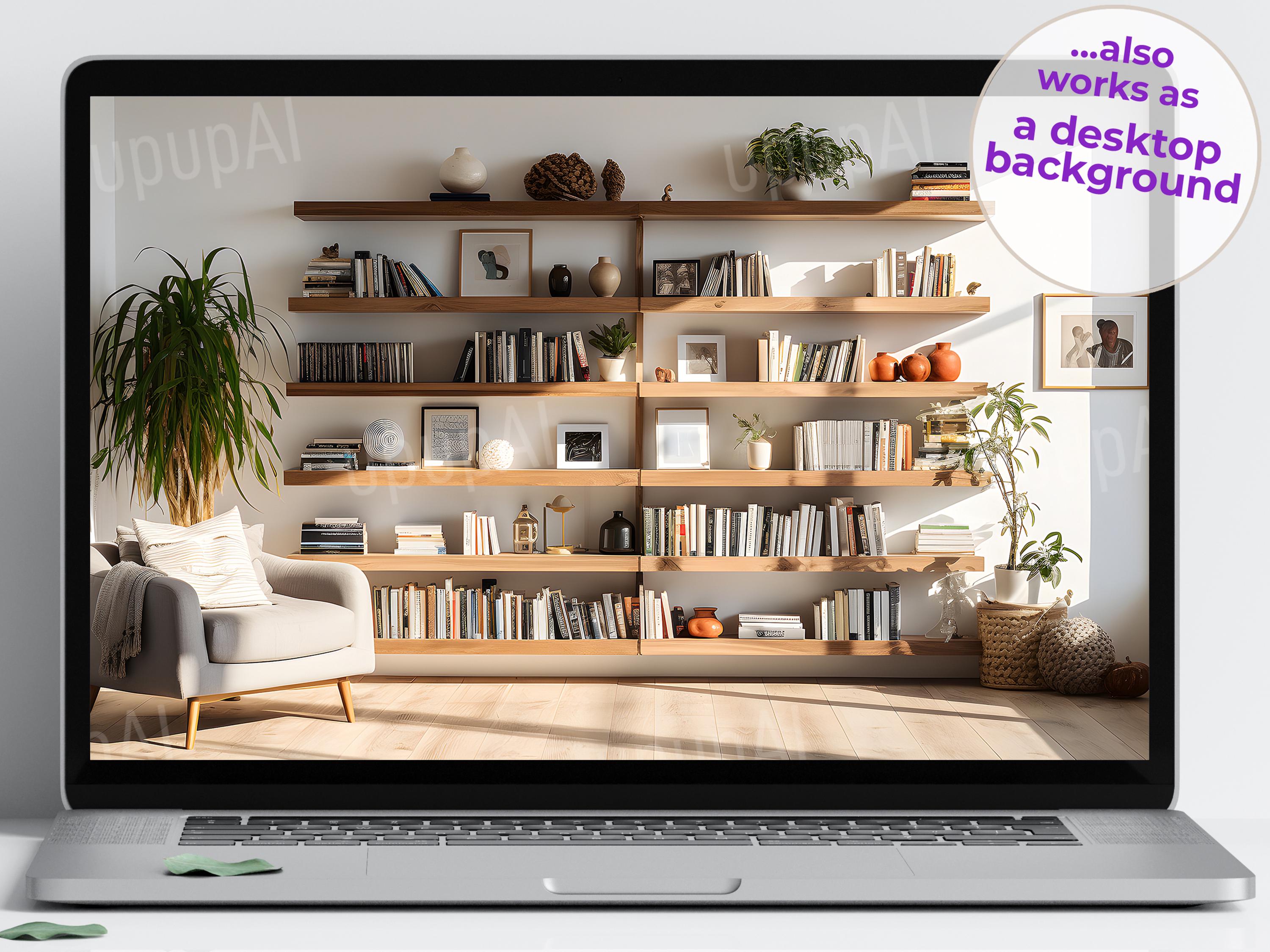 Minimalist Bookshelf Zoom Background: Serene Therapy Office (digital ...