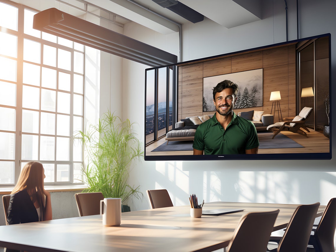 Winter Serenity Zoom Background With Cozy Interior & Winter Landscape ...