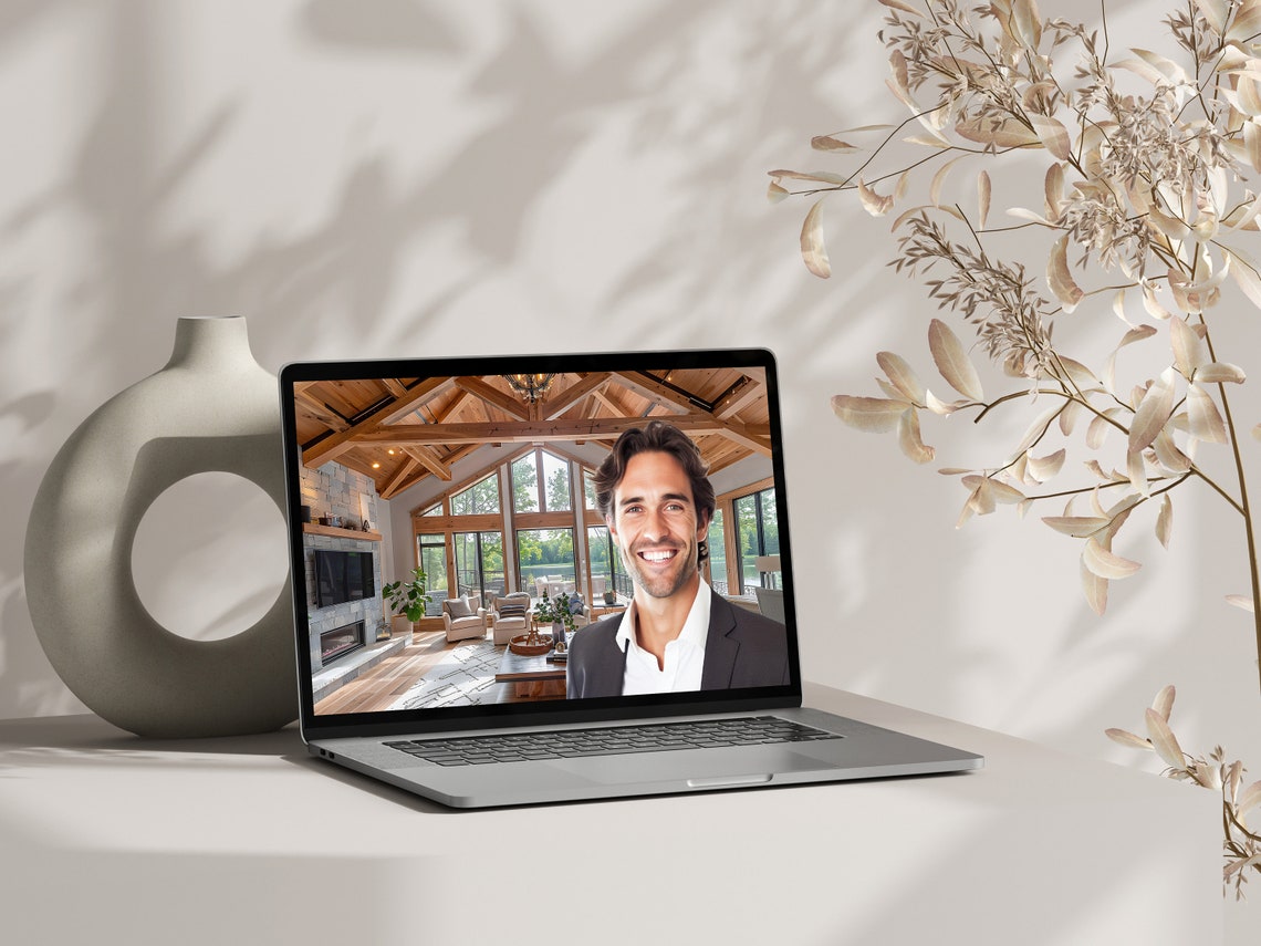 Zoom Background, Rustic Timber Truss Living Room Background, Cozy ...