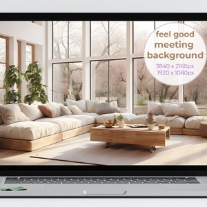 Winter Serenity Zoom Background, Cozy Living Room & Winter Landscape ...