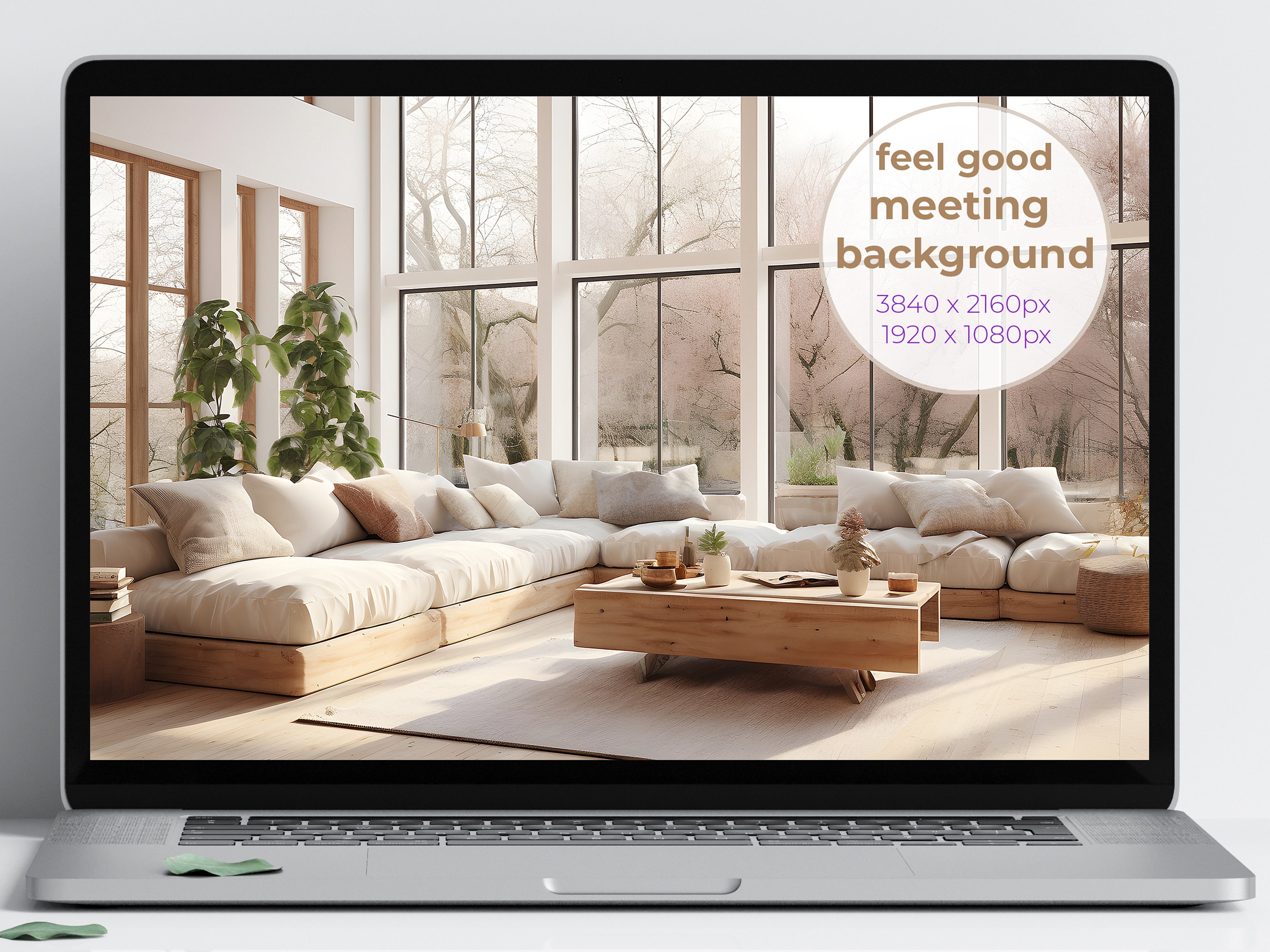 Winter Serenity Zoom Background, Cozy Living Room & Winter Landscape ...