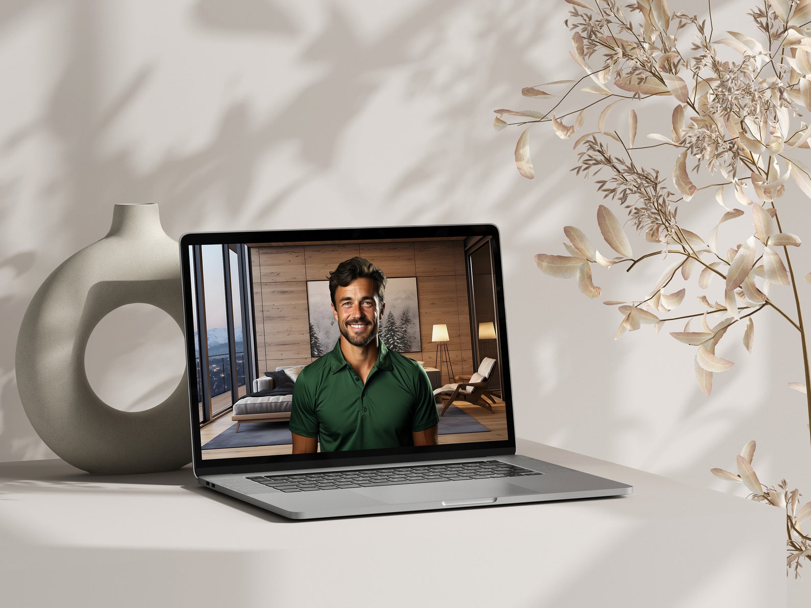 Winter Serenity Zoom Background With Cozy Interior & Winter Landscape ...